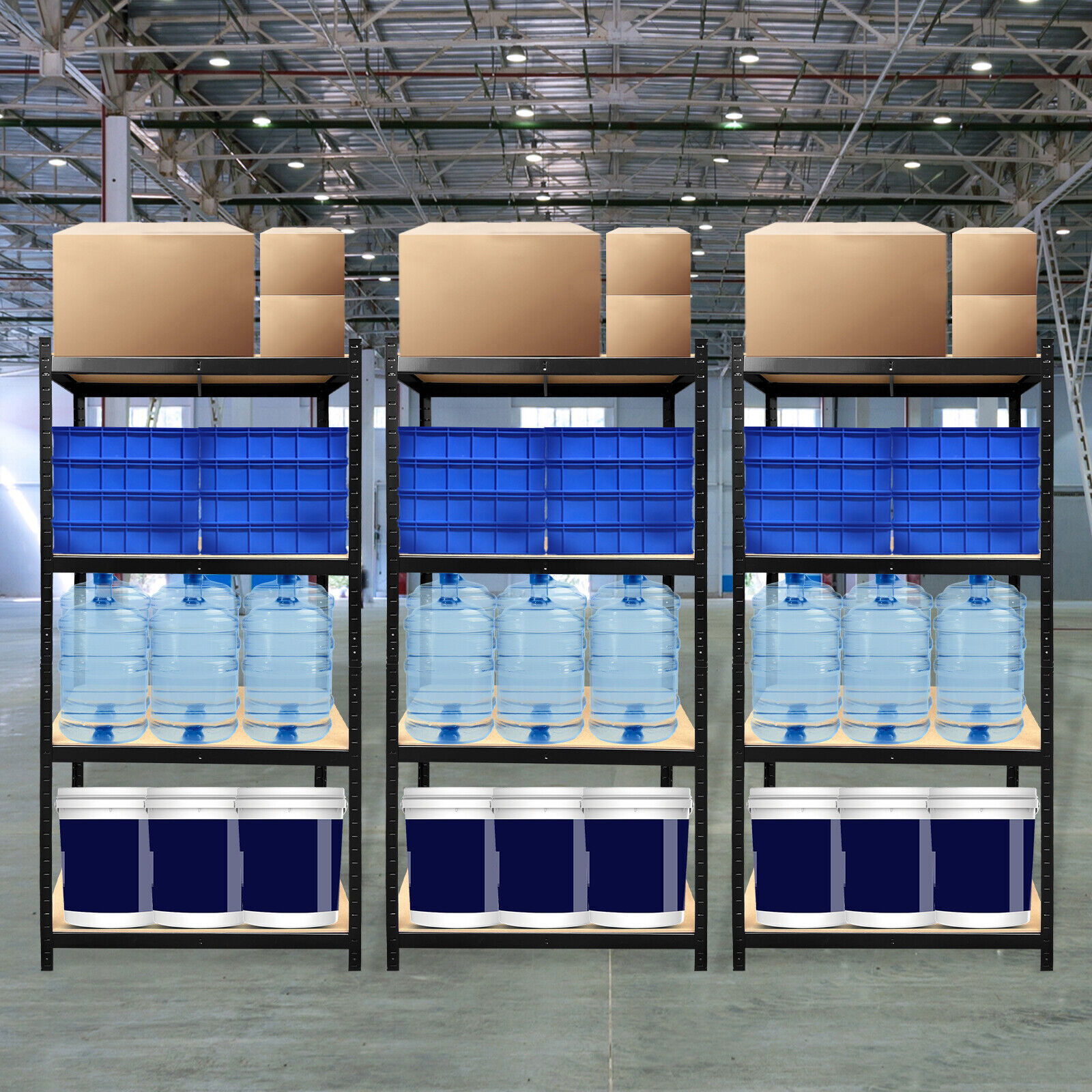 Heavy Duty 5-Tier Storage Shelf Organizer Steel Metal Garage Shelving ...