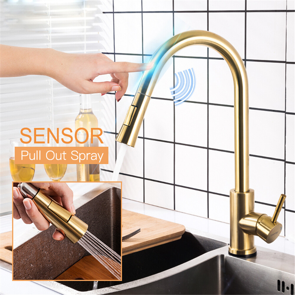 Touch Sensor Kitchen Sink Taps with 360° Pull Out Monobloc Mixer ...