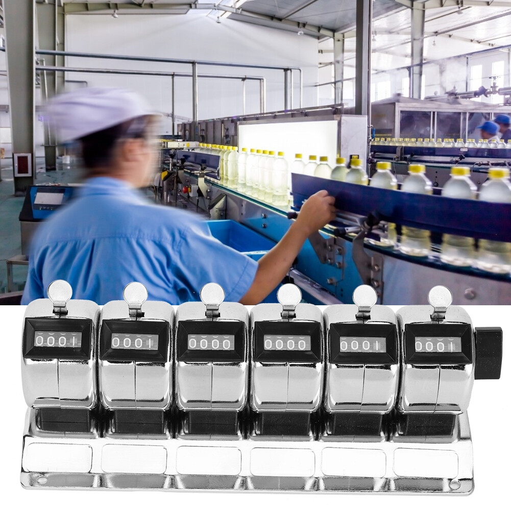 Mechanical Counter Manual Clicker 4‑Digit Conjoined 6 Unit Stainless ...