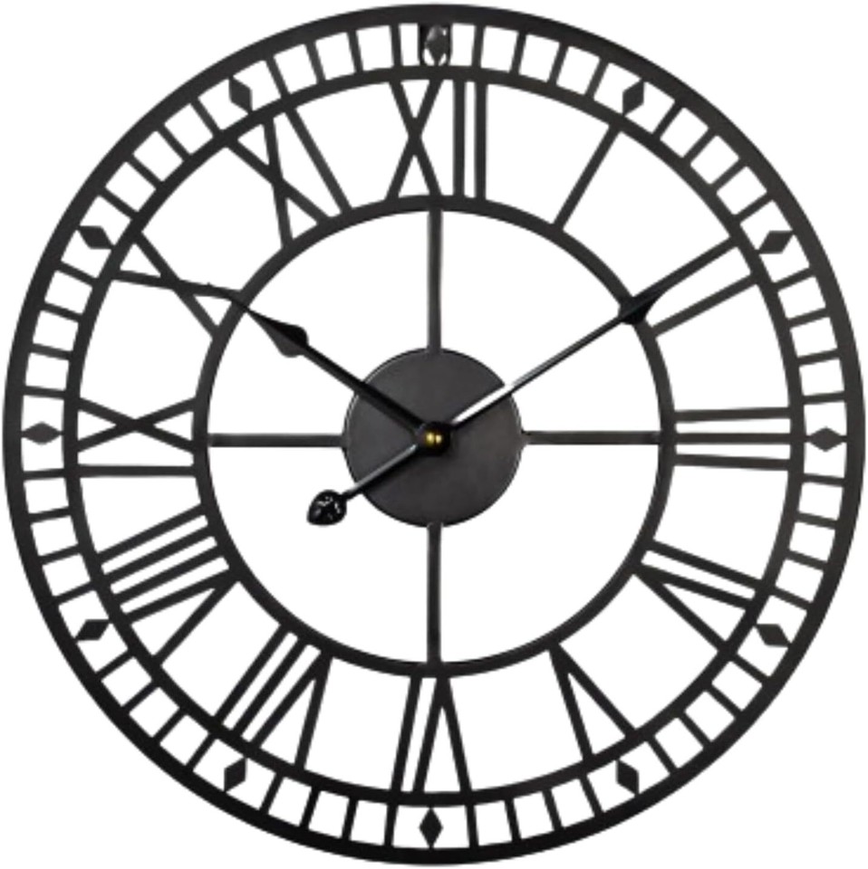 Extra Large Roman Clock Numerals Skeleton Open Face Round Wall Clock ...