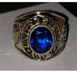 Vintage United States Navy sterling silver ring w/ blue stone - Size 10 ...