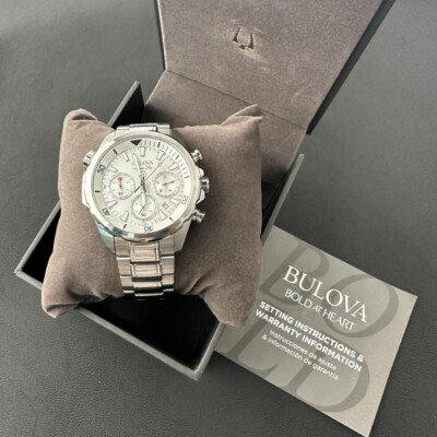 Bulova Marine Star/96B255 Chronograph White Dial 6S20/Swiss Quartz ...
