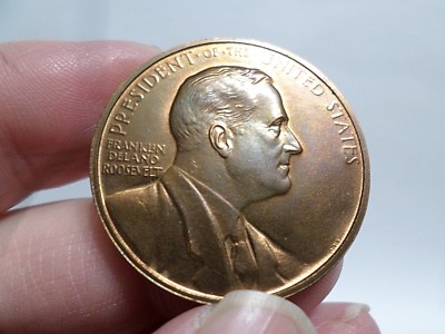 Memorial Coin US President FDR Roosevelt Inauguration, Colorful Toning ...