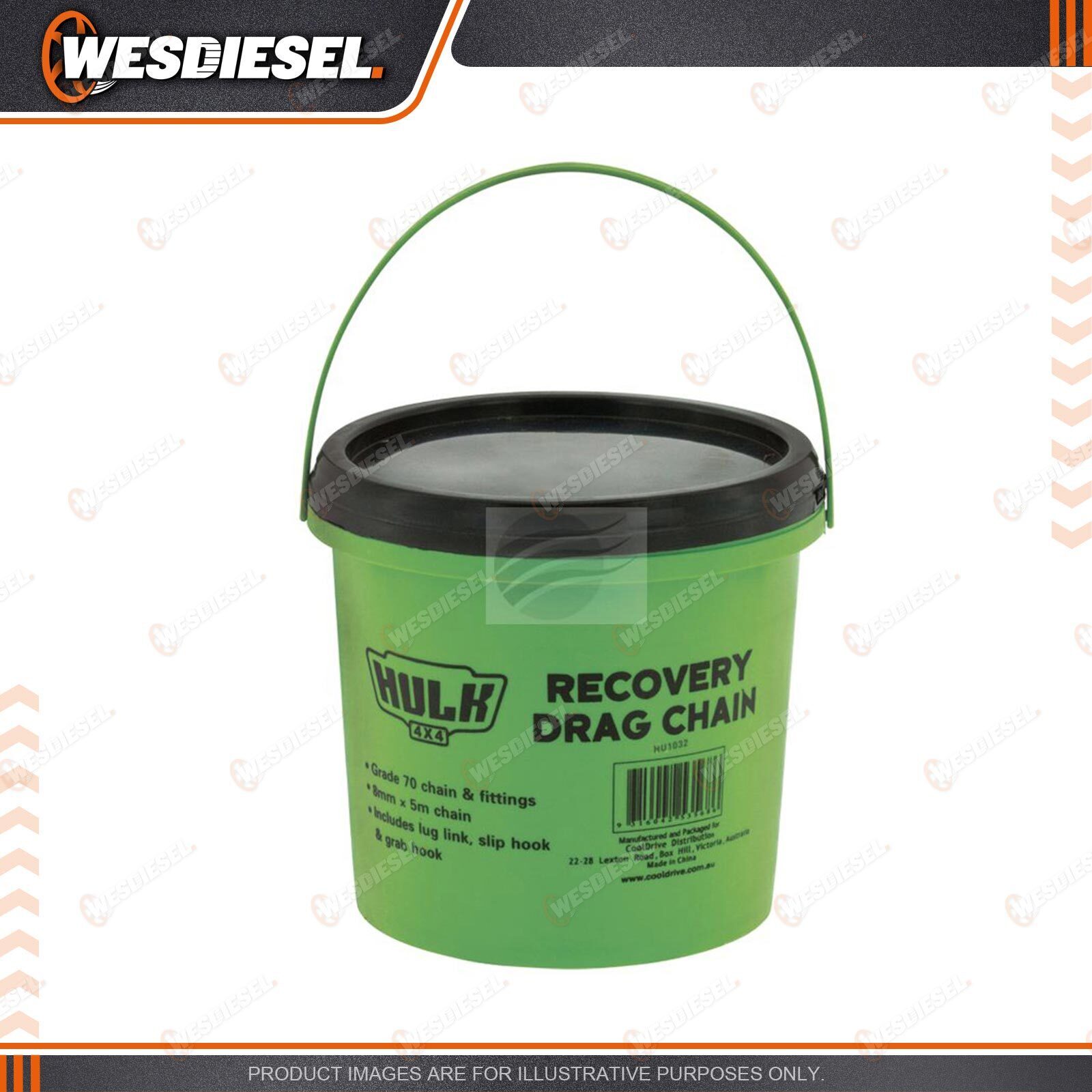 Wesdiesel Recovery Drag Chain 8mm X 5M 8000Kg Material G70 20Mn2 W/3 ...