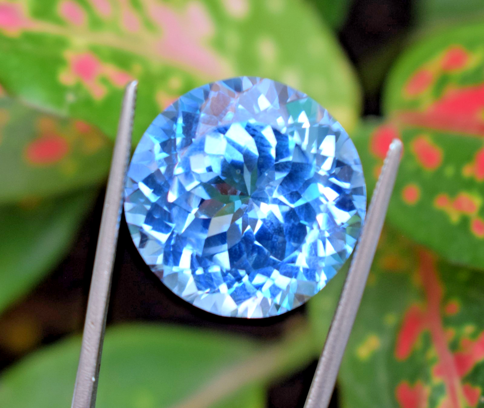 30 Ct Natural Santa Maria Blue Aquamarine Round Cut Certified Loose ...