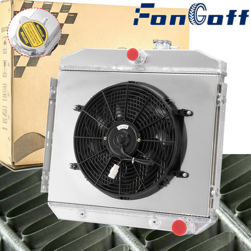 4-Row Radiator+Shroud Fan Fit 1955-1957 Chevy Bel Air Nomad Del Ray L6 ...