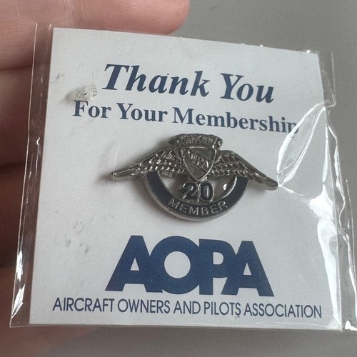 Vtg AOPA 20 Year Member Wings Lapel Pin Aircraft Owners Pilots Assoc ...
