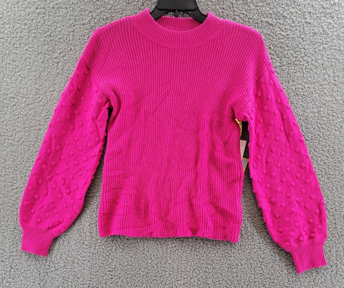 CeCe 3D Polka Dot Sweater Women's M Aurora Pink Crew Neck Long Sleeve Pullover 195203196121 | eBay