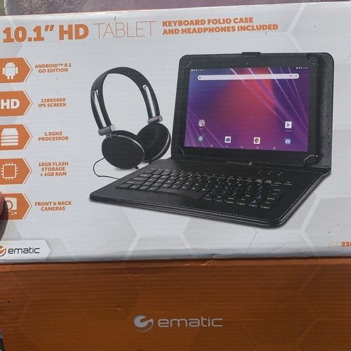 Ematic 10.1” HD Android Tablet Keyboard Folio Case And Headphones | eBay