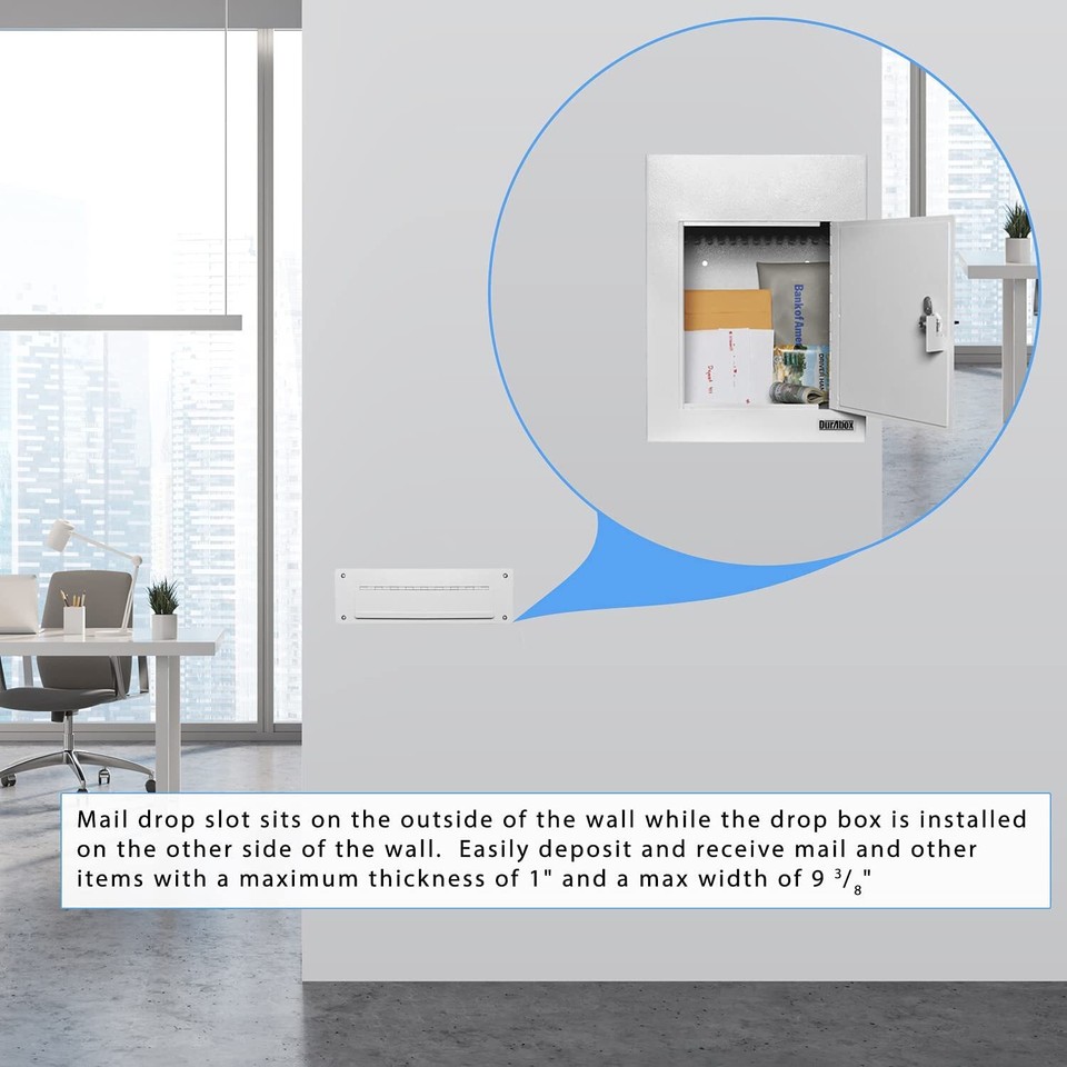 Through The Wall Key Drop Box Adjustable Chute Deposit Safe Secure Rent ...