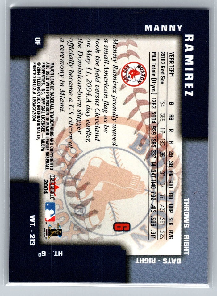 2004 Fleer Legacy Manny Ramirez #6 Boston Red Sox | eBay