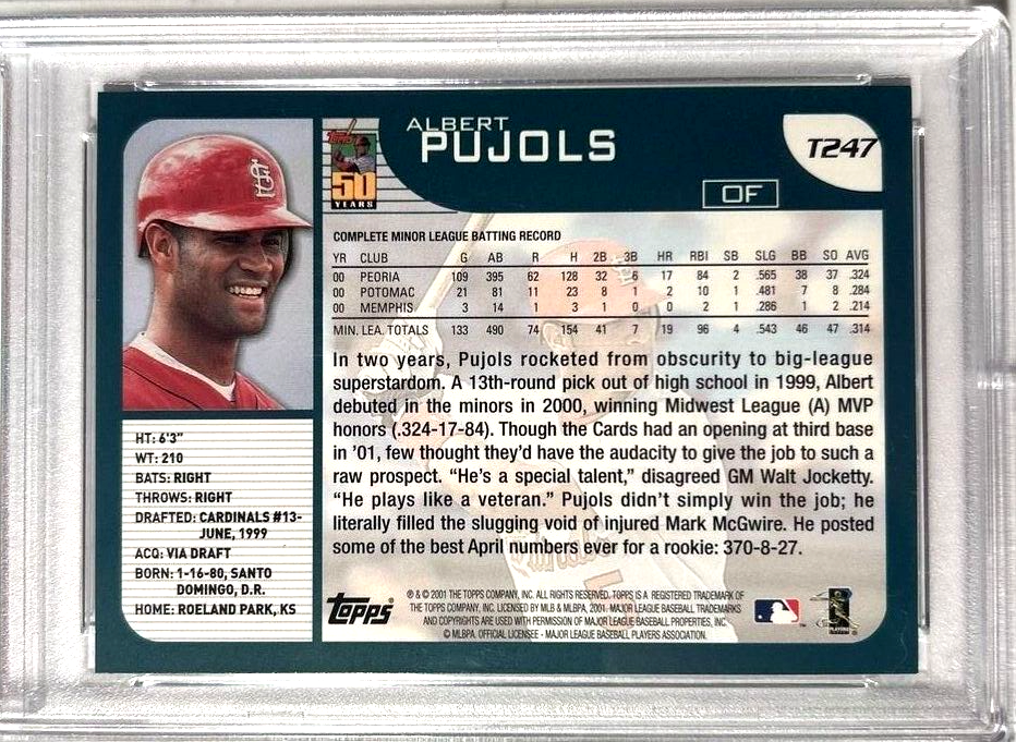 Albert Pujols 2001 Topps Traded #T247 Rookie (RC) - HOF - Multi - PSA 9 ...