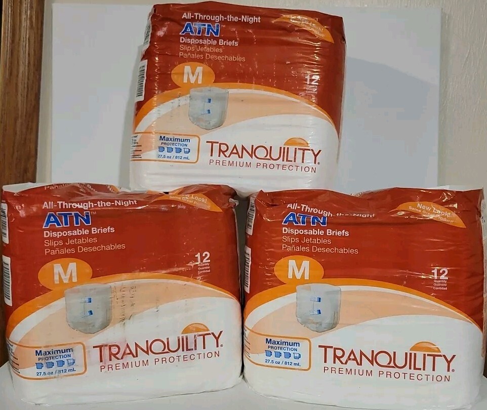 Tranquility Slim Disposable Briefs, Size M. 3 Packages of 12- #2185 Adult Diaper | eBay