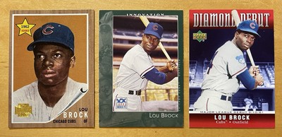 Lou Brock Lot Of 3 With 2001 Topps Archives 1962 Topps Rookie Chicago ...