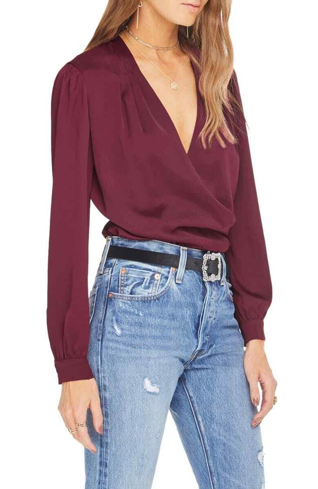 ASTR The Label Women's Janice Crossover Front Top Cabernet Size Med | eBay