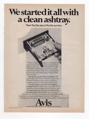 vintage 1970s mag print ad AVIS Rent a Car travel clean ashtray mancave ...