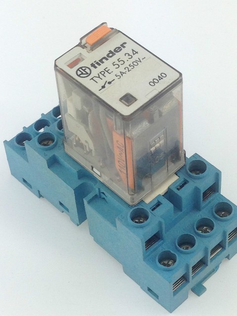 Finder Type 55.34 Relay With Base Coil 110vac 4x Co Contacts 5a 250vac ...