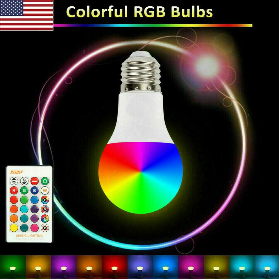3W E26 E27 16 Color Changing Light Bulb w/ Remote Control Dimmable RGB ...