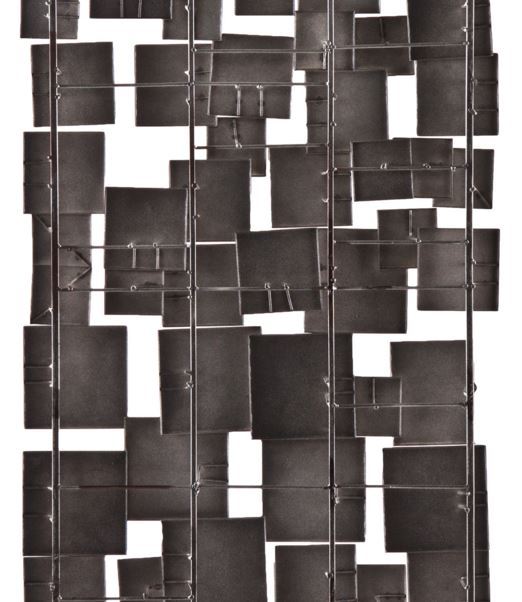 Geometric Silver Huge Abstract Metal Wall Art Display Modern Square ...