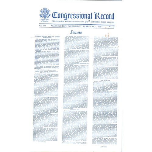 The Congressional Record Feb 1 1965 George McGovern on Foreign Policy ...