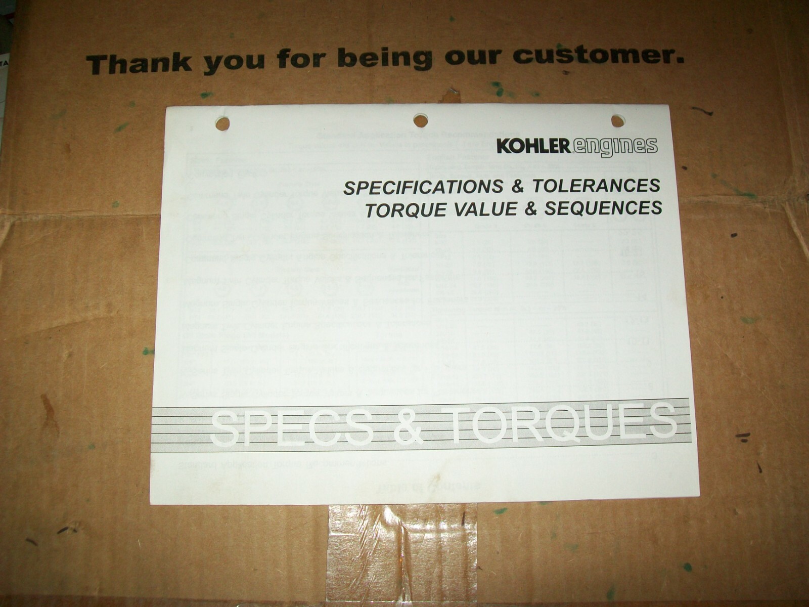Kohler Specification & Tolerances - Torque Value & Sequences Manual ...