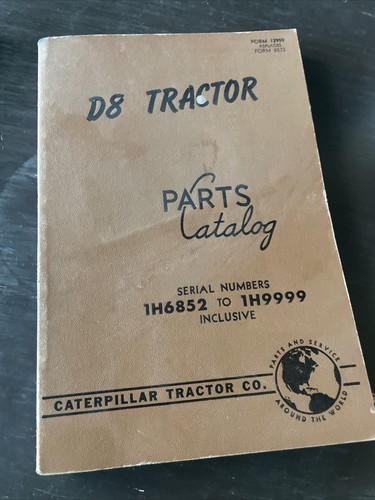 CAT CATERPILLAR D8 TRACTOR DOZER BULLDOZER PARTS BOOK MANUAL S/N 1H6852 ...