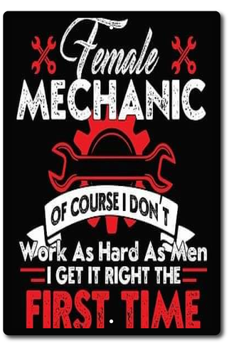 Metal Garage Sign Funny Female Mechanic Hourly Labor Rates Vintage Look ...