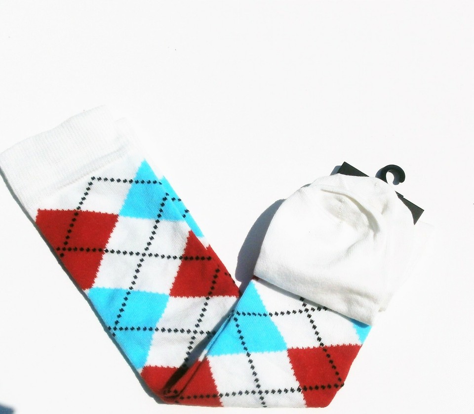 ARGYLE CHECK DIAMOND STRETCH LONG KNEE HIGH SOCKS PUB GOLF FANCY DRESS ...