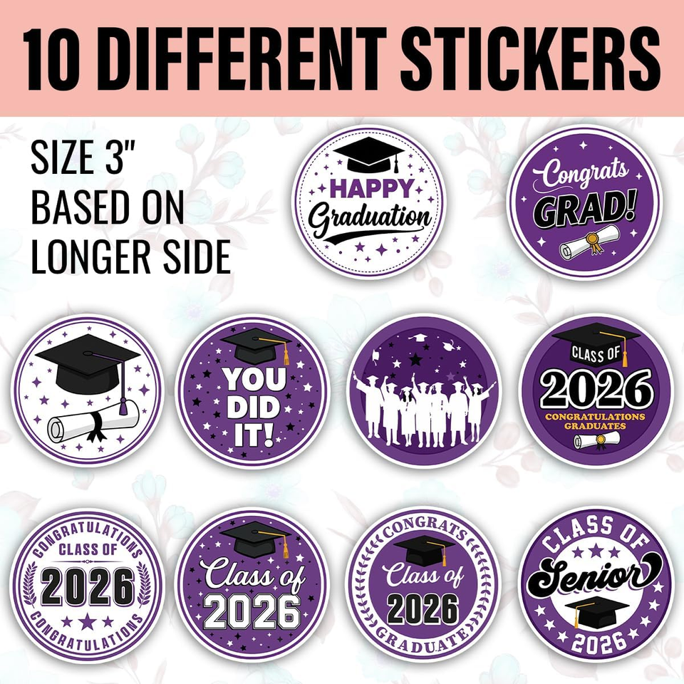(10Pcs-3In) Senior 2026 Sticker Pack, High School College Graduate ...