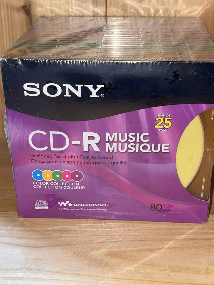 Sony CD-R Music Blank CD’s 25 Pack Slim Color Jewel Cases 80 Min ...