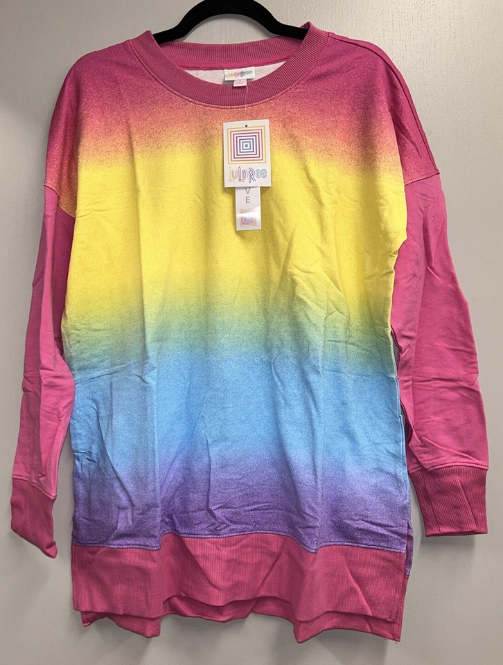 🦄NWT LuLaRoe SMALL HANNAH UNICORN COLLECTION Sweatshirt Ombré Rainbow ...