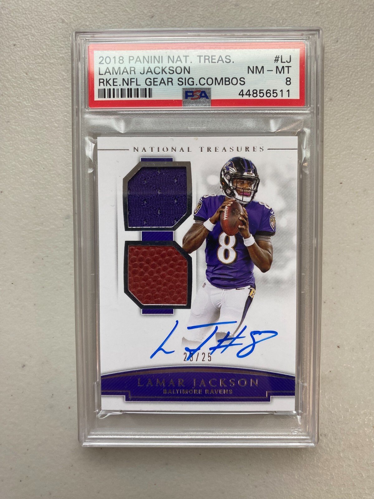 2018 PANINI NATIONAL TREASURES Lamar Jackson #LJ NFL Gear RC Auto ...