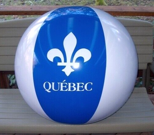 RARE Vintage 40" QUEBEC Inflatable BEACH BALL French CANADA Fleur-De ...