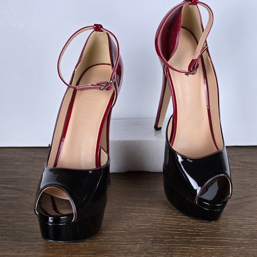 8 Merumote Heels 5.5in Ultra High Red & Black Patent Synthetic 1in ...