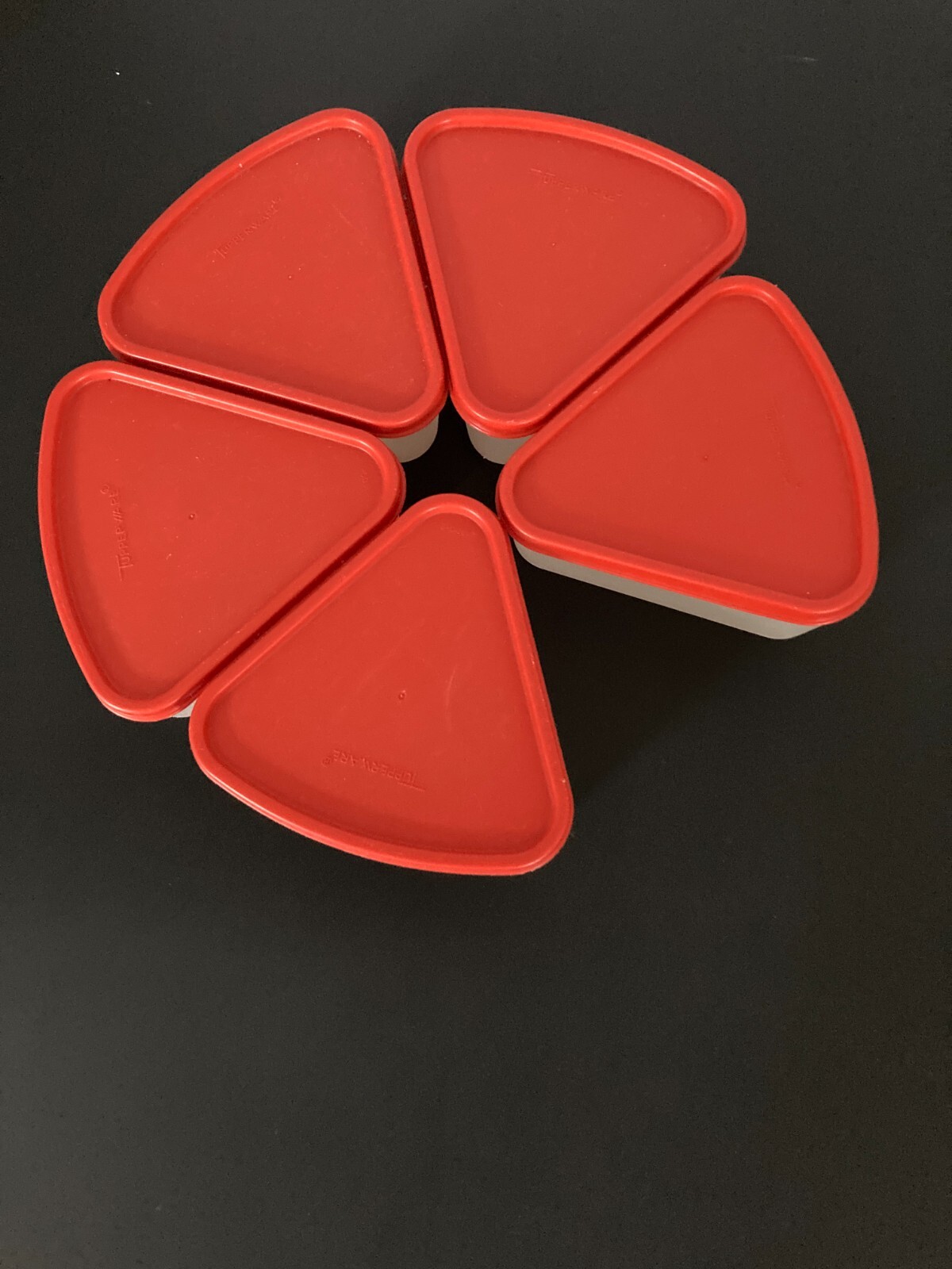 Lot of 5 Tupperware Pie Slice Containers with Red Lids Container #1799 ...