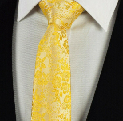 New Gold Yellow Floral Tie Set Golden Yellow Paisley Flower Gift 507 | eBay