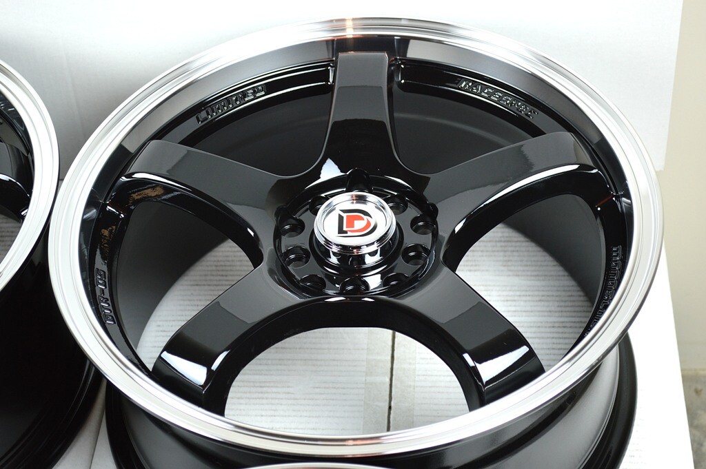 DDR Fuzion 17x7.5 5x108/110 38mm Black Machined Lip 17" Rims Wheels | 4 ...