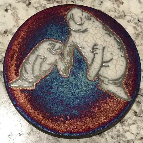 Manatee Coaster Raku Pottery, handmade, handsigned - NEW | eBay