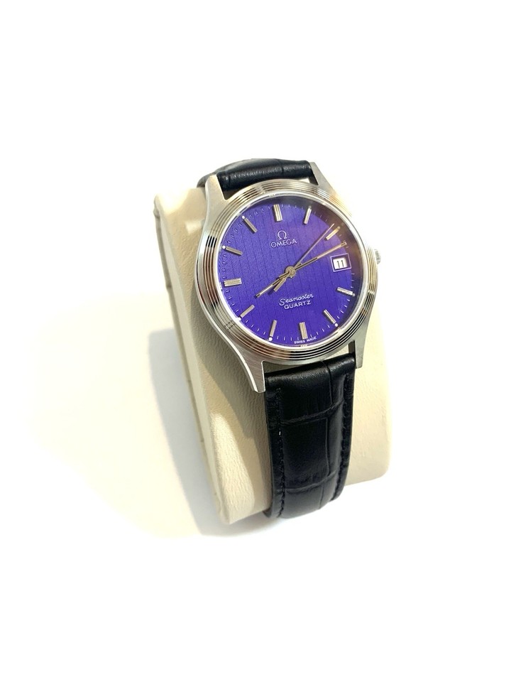 Vintage Omega Seamaster Cal 1425 Blue Dial Stainless Steel Quartz Men’s ...