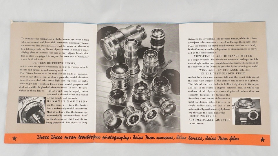 RARE Zeiss Ikon Contax II III Camera Vintage Brochure “Everything Kept ...