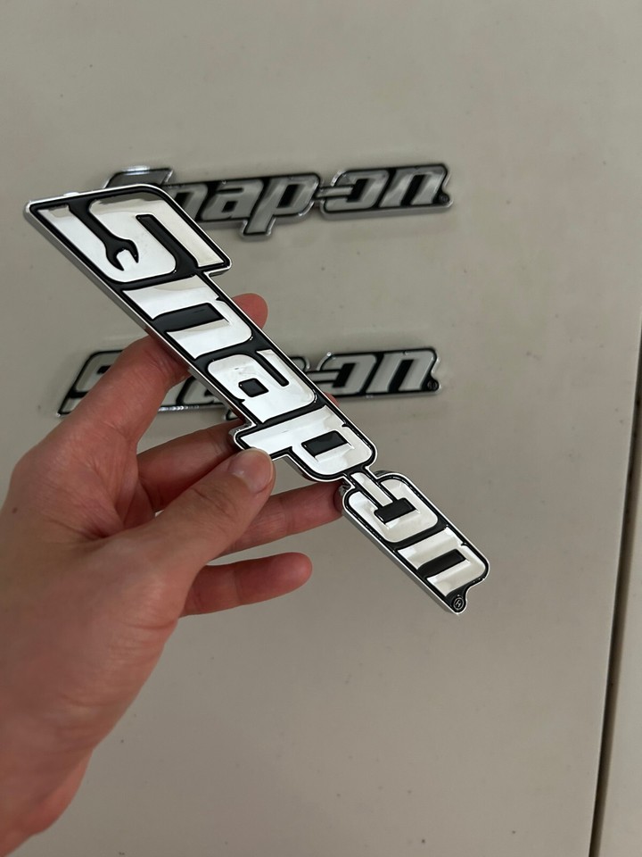 3PCs SNAP-ON TOOL BOX LOGO EMBLEM Chrome Silver Badge Decal 8" INCH ...