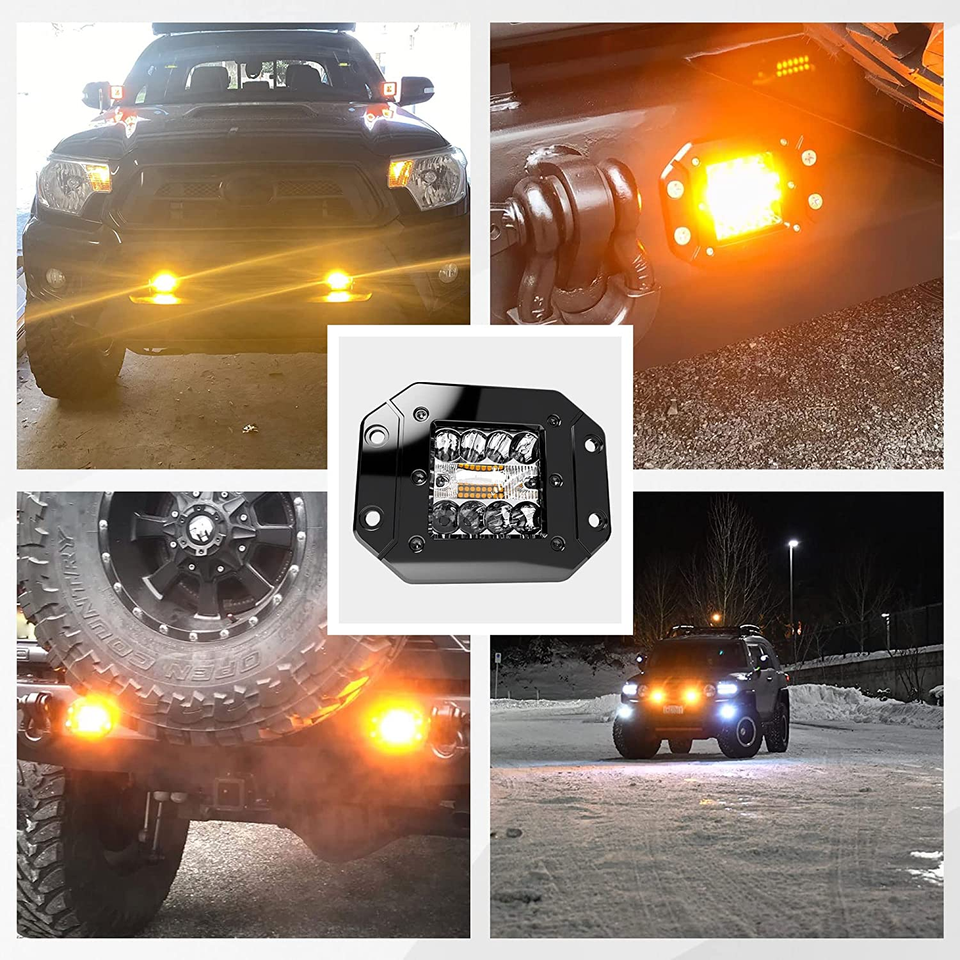 4P 5inch LED Flush Mount Strobe Pods Work Light For Rear Bumper Reverse ...