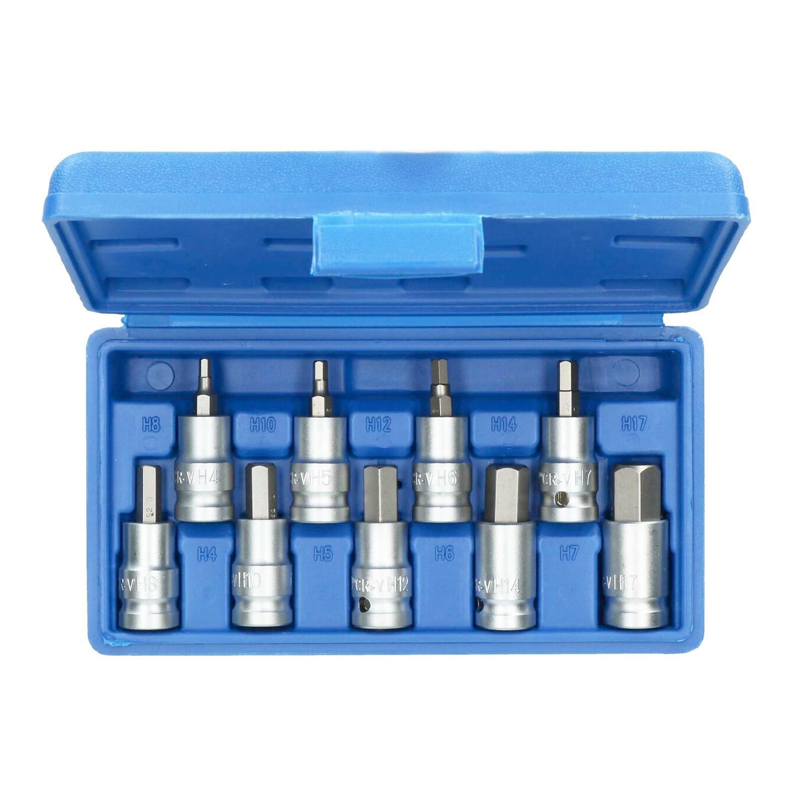 9Pc Drive Allen Key Extra Long 1/2" Drive Impact Hex Socket Set 4mm ...