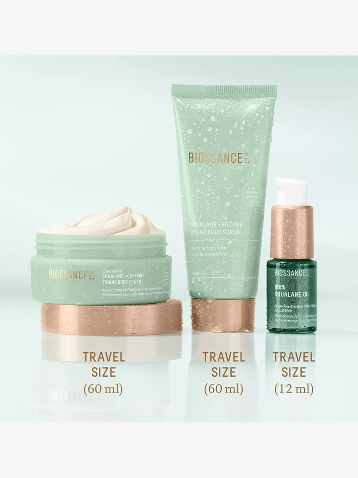 NIB New BIOSSANCE Smooth Start BODY SET Scrub, Body Cream, Squalane Oil ...