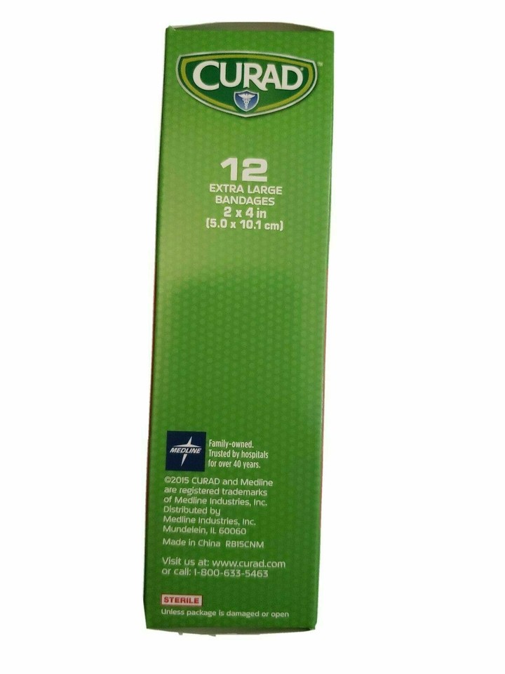 Curad (Extra) X- Large Sterile Plastic Adhesive Bandaids Bandages 2x4 ...