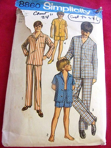 VINTAGE 60S SIMPLICITY # 8860 BABY BOY CUT TO SZ 6 PJS SEWING PATTERN ...