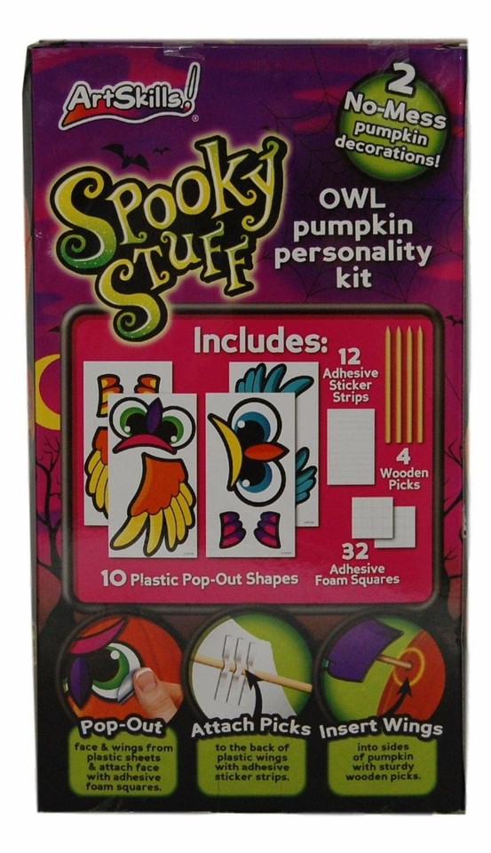 Spooky Stuff Pumpkin Personality Kits - Make 2 Bats, 2 Owls - No Mess ...