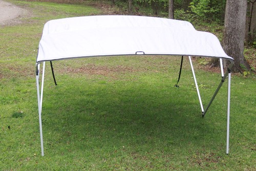 NEW VORTEX SQUARE TUBE FRAME 4 BOW PONTOON/DECK BOAT BIMINI TOP 8' GREY ...