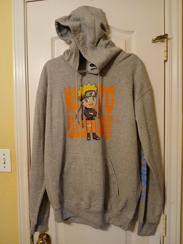 NEW MEN'S NARUTO UZUMAKI GRAY HOODIE SWEATSHIRT Size L LARGE by NARUTO ...