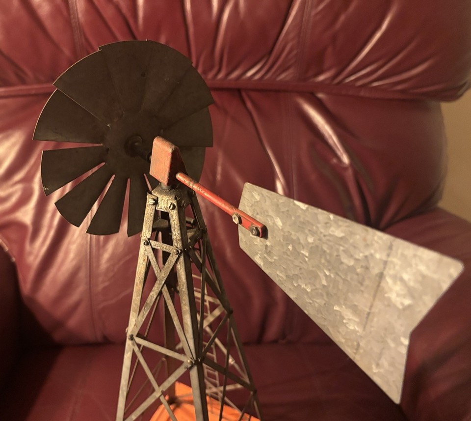Vintage Metal Windmill Salesman Sample Galvanized Steel 17" Nebraska ...